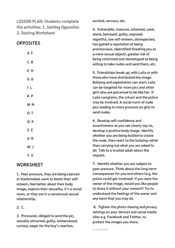 Sexting and Assertiveness Worksheets (UK) | Teaching Resources Sexting and Assertiveness Worksheets (UK) | Teaching Resources