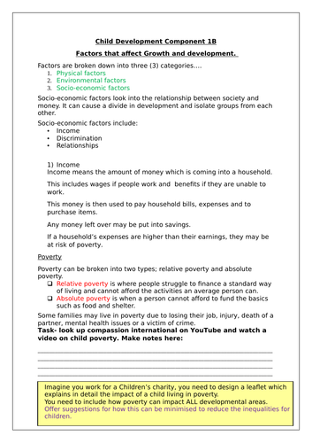 Child Develop Btec Component 1B booklets | Teaching Resources
