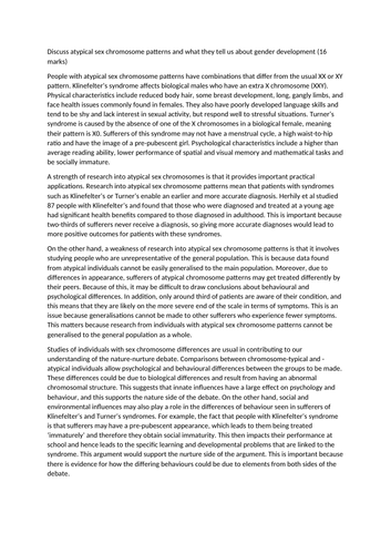 Psychology Gender 16 Mark Example Answers Bundle | Teaching Resources