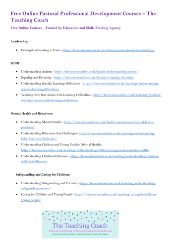 FREE CPD Opportunities List - Set 3 - Online Courses - Professional ...