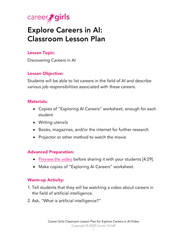 Explore Careers in AI: Video-Based Career Exploration Lesson | Teaching ...