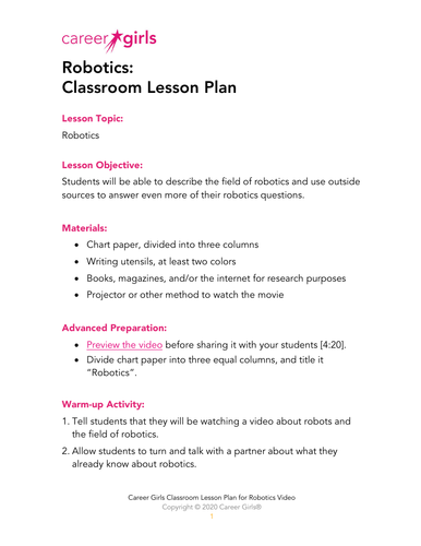 Robotics Careers: Video-Based Career Exploration Lesson | Teaching ...