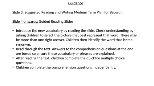Beowulf Guided Reading Michael Morpurgo | Teaching Resources Beowulf Guided Reading Michael Morpurgo | Teaching Resources