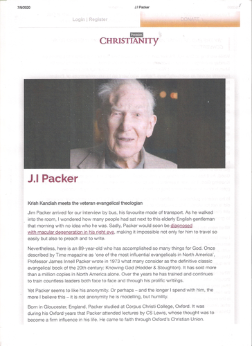 J. I. Packer (b 1926) | Teaching Resources