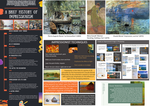 Impressionism knowledge organiser | Teaching Resources