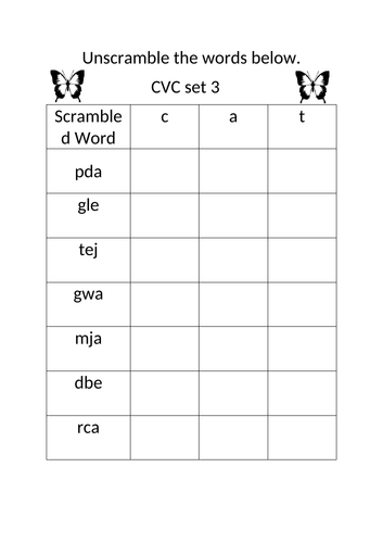 CVC word scramble 1 | Teaching Resources