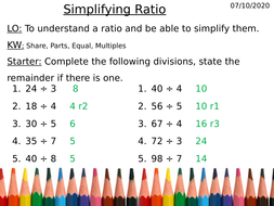 Simplifying Ratio | Teaching Resources