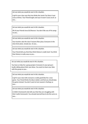 Bullying Role Play Scenario Cards | Teaching Resources