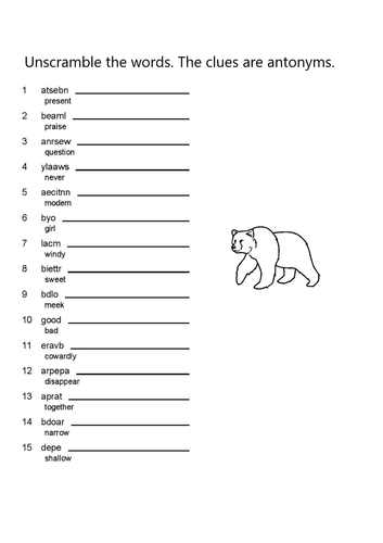 Antonym Scramble | Teaching Resources