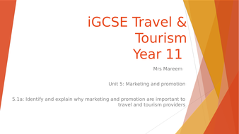 IGCSE CIE Travel and Tourism - Unit 5 | Teaching Resources
