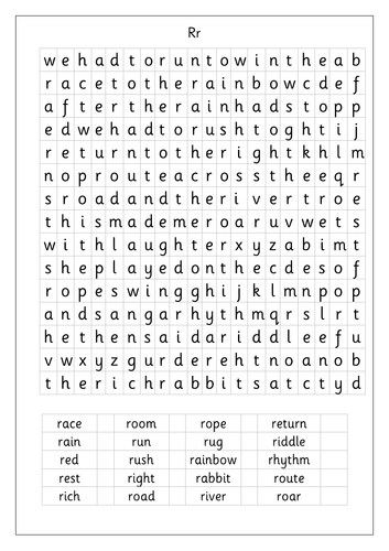 Rainbow Fish Word Search