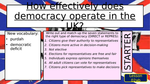 Edexcel A Level UK Politics Lessons 4-5 (Democracy in the UK ...