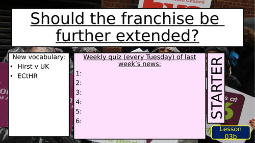 Edexcel A Level UK Politics Lessons 6-8 (A Wider Franchise & Suffrage ...