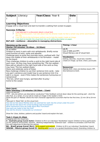 Gandhi Four Weeks Literacy Lesson Matilda Roald Dahl Grammar Year 6 ...