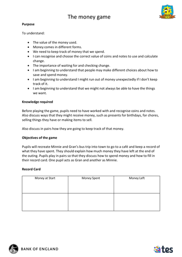 Lesson 1 Money and me - All about money (Scottish curriculum ...