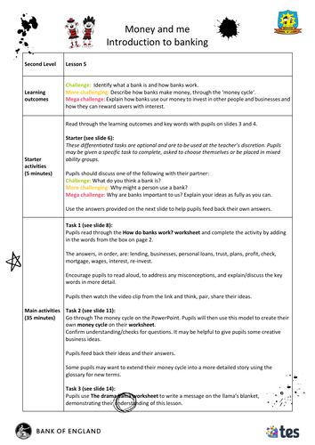 Lesson 5 Money and me - Introduction to banking (Scottish curriculum ...
