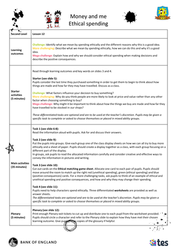 Lesson 12 Money and me - Ethical spending (Scottish curriculum ...