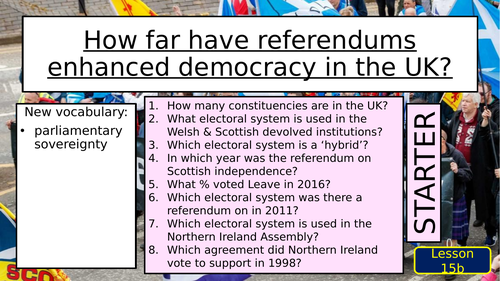 Edexcel A Level UK Politics Lessons 48-50 (Referendums) | Teaching ...