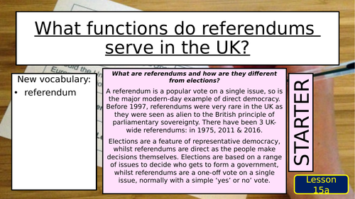 Edexcel A Level UK Politics Lessons 48-50 (Referendums) | Teaching ...