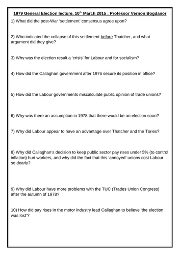 Edexcel A Level UK Politics Lessons 51-54 (General Election 1979 ...
