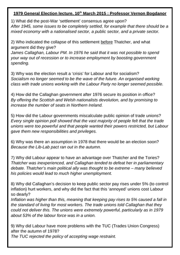 Edexcel A Level UK Politics Lessons 51-54 (General Election 1979 ...