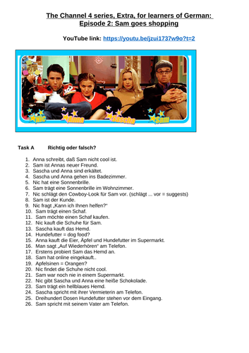 EXTRA series - German - Episode 2 - Sam geht einkaufen | Teaching Resources