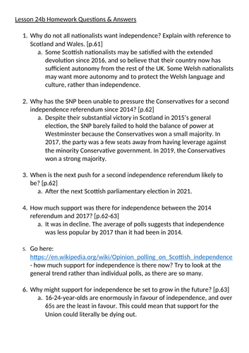 Edexcel A Level UK Politics Lessons 74-78 (Devolution) | Teaching Resources