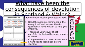 Edexcel A Level UK Politics Lessons 74-78 (Devolution) | Teaching Resources