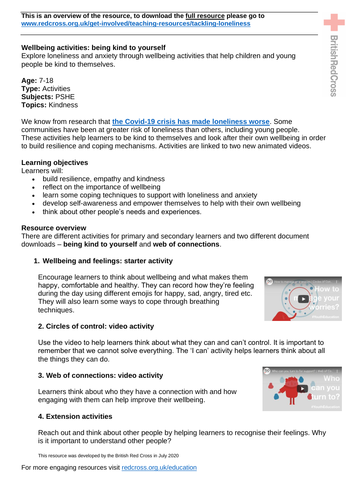 Wellbeing activities: being kind to yourself | Teaching Resources