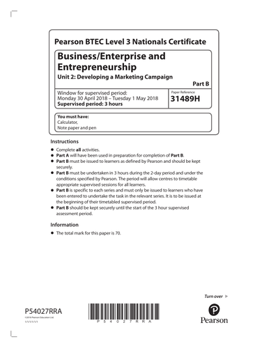BTEC L3 Business - Unit 2 Marketing Campaign Teaching Pack | Teaching ...
