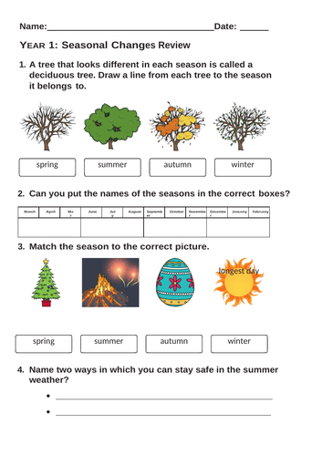 Science End Of Unit Assessments Year 1 | Teaching Resources
