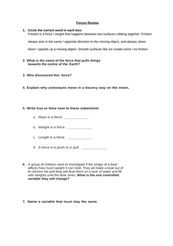 Years 2-6 Science End of Unit Assessments | Teaching Resources
