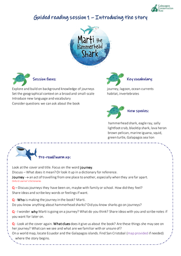 KS2 Guided reading sessions for home and school: Marti the Hammerhead ...