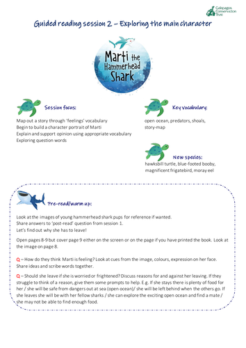 KS2 Guided reading sessions for home and school: Marti the Hammerhead ...