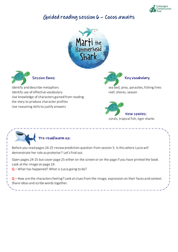KS2 Guided reading sessions for home and school: Marti the Hammerhead ...