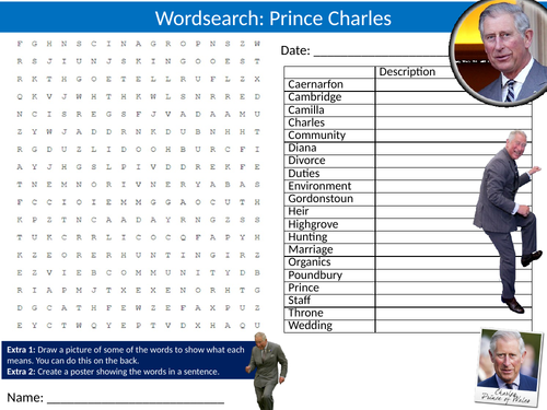 Prince Charles #2 Wordsearch Sheet Starter Activity Keywords Cover ...