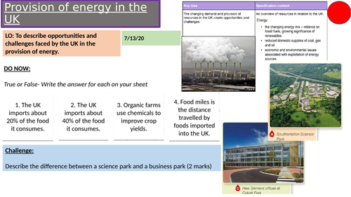 AQA GCSE GEOG resource management L4 Provision of energy in the UK part ...
