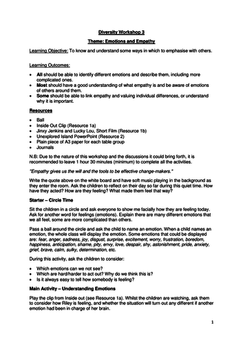 Diversity Workshop 3 - Emotions and Empathy (collab - student project ...