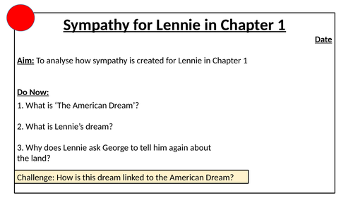 Sympathy for Lennie in Chapter 1 Of Mice and Men | Teaching Resources