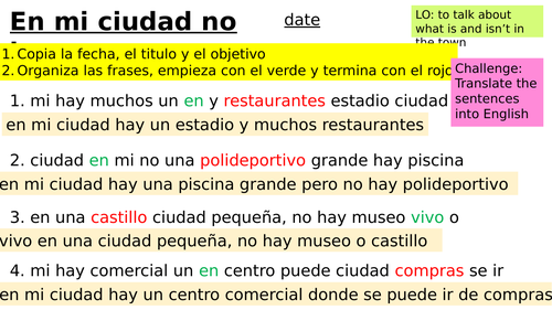 Year 7 Spanish - Viva 1 - Module 5 Mi Ciudad | Teaching Resources