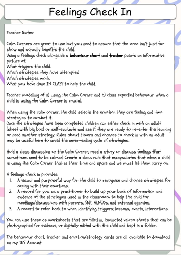 Calm Corner Collection - Feelings Check In | Teaching Resources