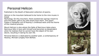 Seamus Heaney: Personal Helicon CCEA AS English Literature | Teaching ...