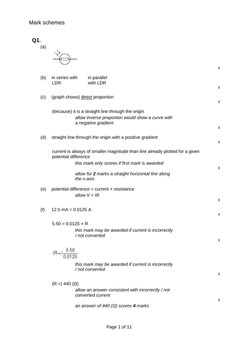 GCSE Physics Electric circuits | Teaching Resources