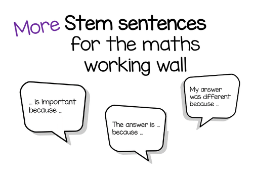 Stem Sentences for the Maths Working Wall | Teaching Resources