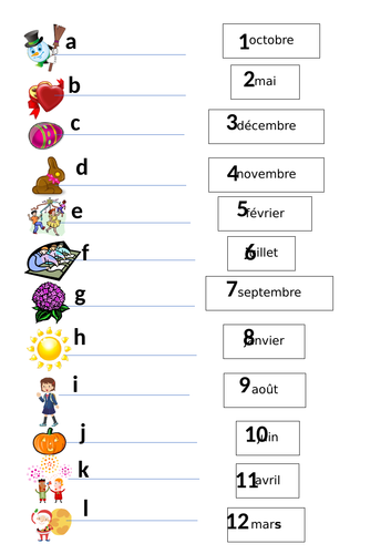 FRENCH MONTHS OF THE YEAR WORKSHEET | Teaching Resources