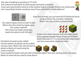 Ratio Problem Solving (Minecraft) | Teaching Resources