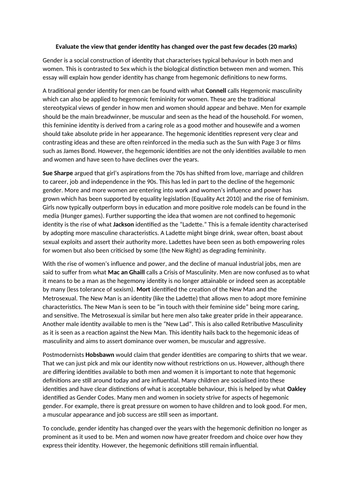 Culture and identity model answers | Teaching Resources