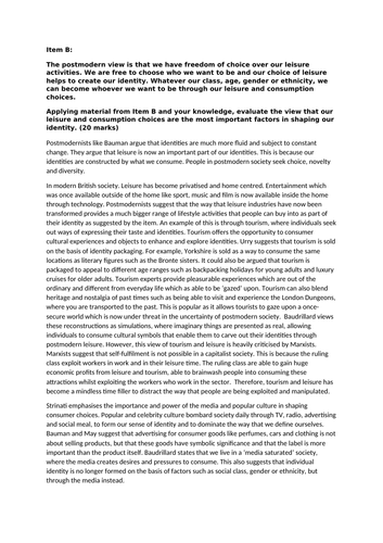 Culture and identity model answers | Teaching Resources