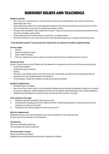 Buddhism AQA A Religious Studies GCSE Revision notes | Teaching Resources Buddhism AQA A Religious Studies GCSE Revision notes | Teaching Resources