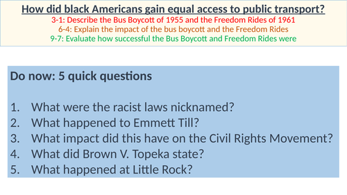 American Civil Rights (KS3) full SOW and resources | Teaching Resources
